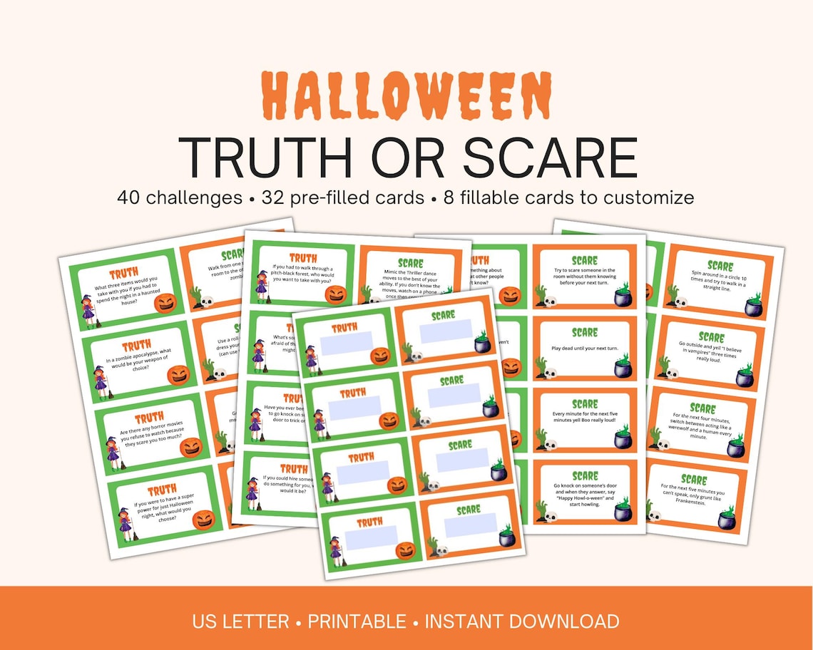 Truth or Scare Halloween Party Game (digital Download) - Etsy