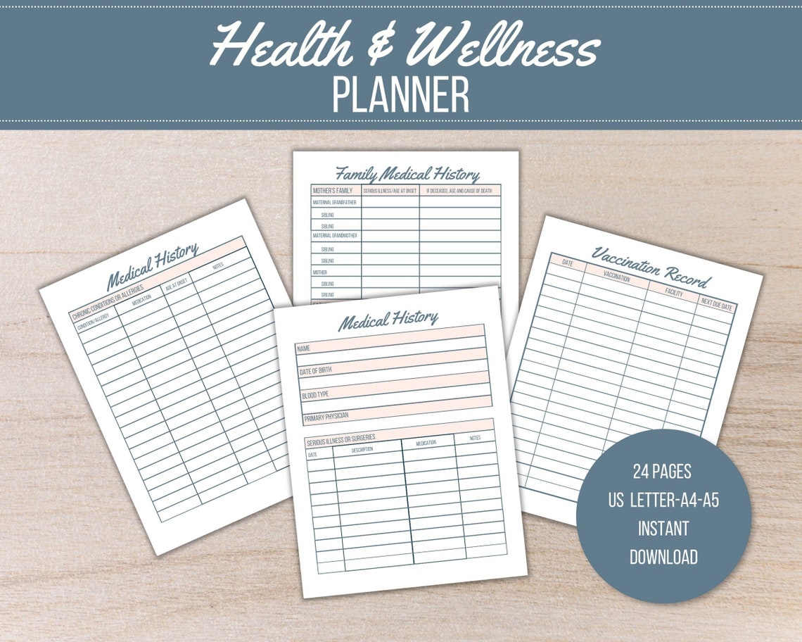 Health and Wellness Planner Printable | Etsy