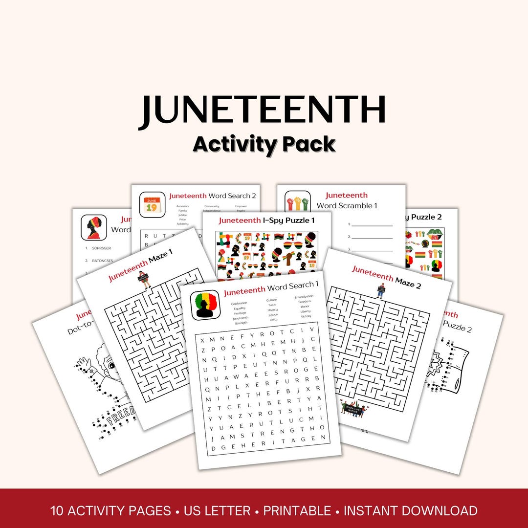 Juneteenth Activity Pack, Games for Kids 8-12 (printable) - Etsy