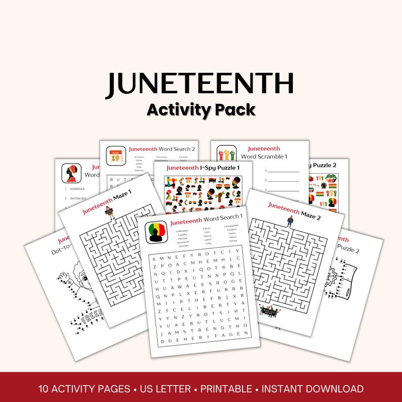 Juneteenth Printable Activities for 8-12 Year-olds, Homeschool or ...