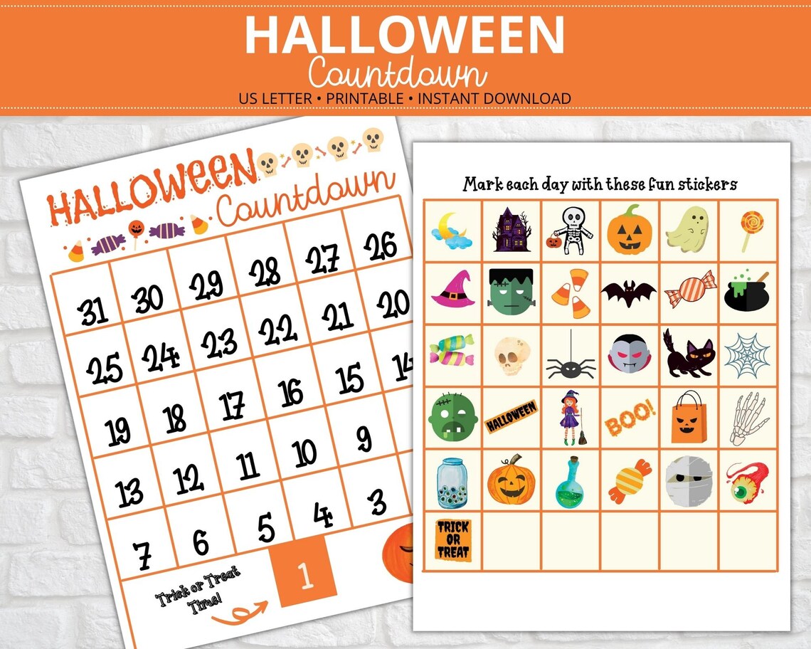 Halloween Countdown Calendar Printable Halloween Advent - Etsy