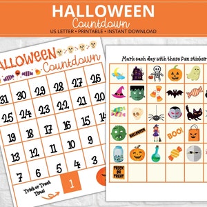 Halloween Countdown Calendar Printable Halloween Advent - Etsy