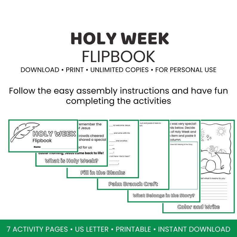 Holy Week Printable Flip Book Activity for Ages 6-9, Instant Download ...
