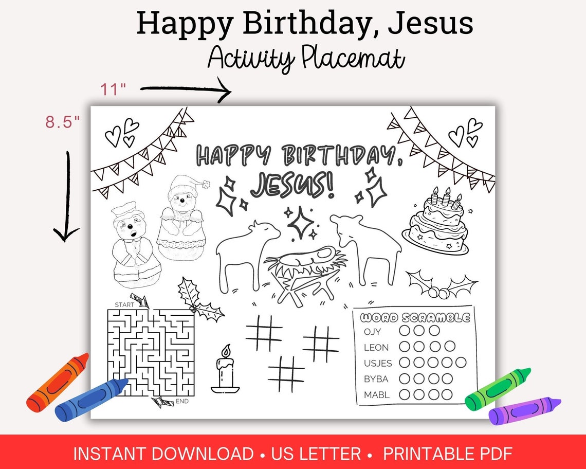 Happy Birthday Jesus Activity Sheet Printable, Jesus Printable Craft ...