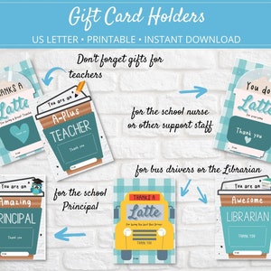 Gift Card Holders Printable for Teachers and School Staff Bundle ...