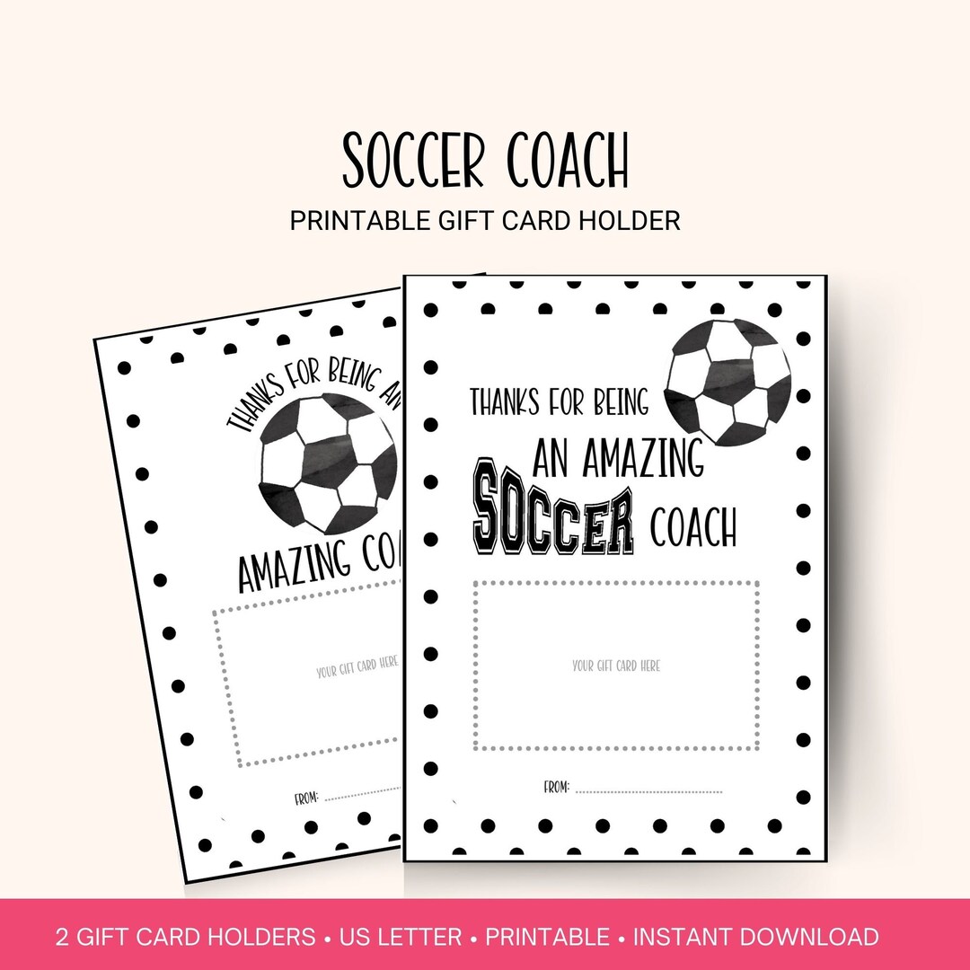 Soccer Coach Printable Gift Card Holder, Coach Appreciation Gift, Youth ...