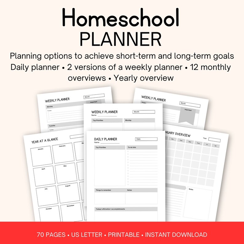 Homeschool Planner Printable, Curriculum Organizer, Planning Sheets ...