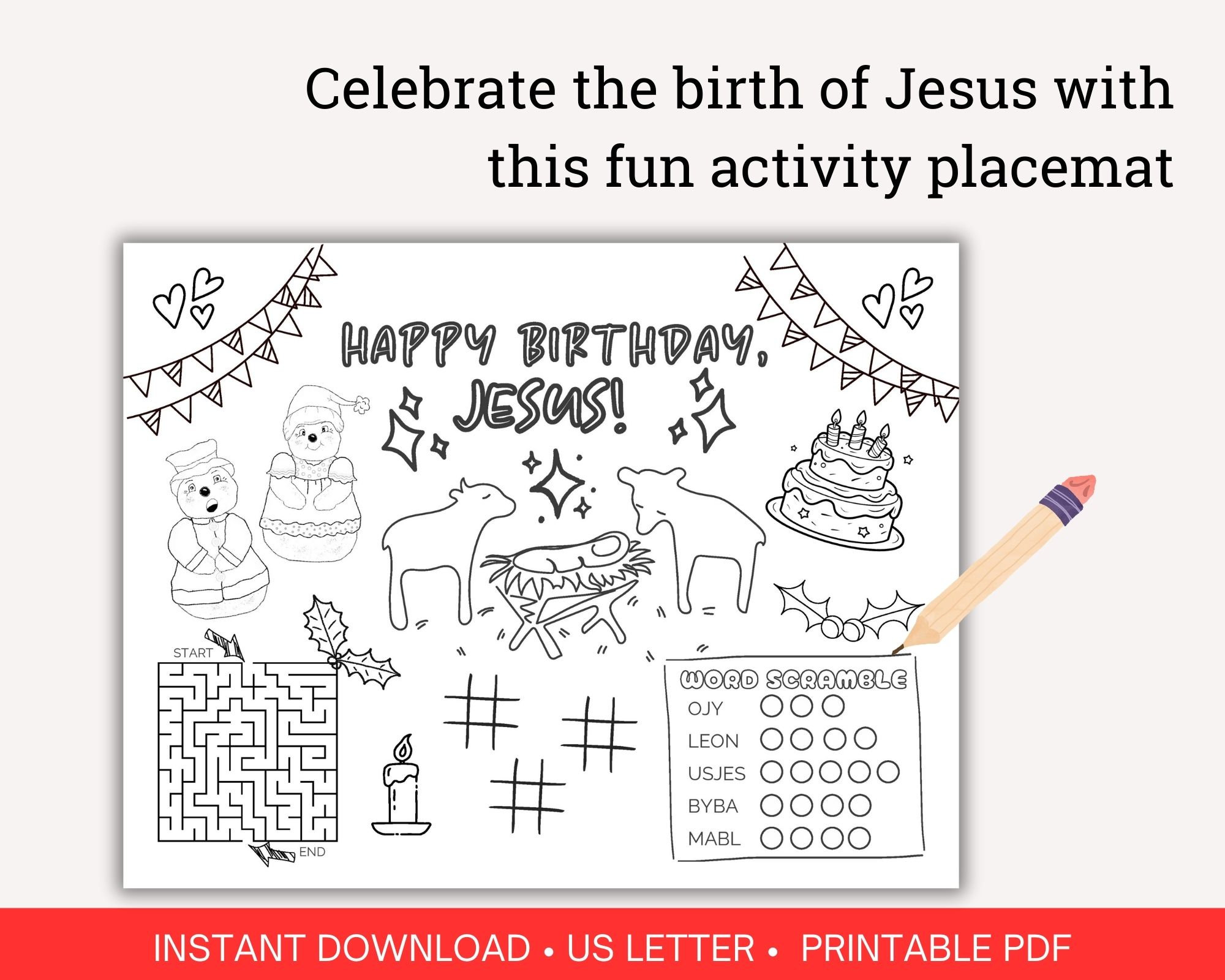 Happy Birthday Jesus Activity Sheet Printable, Jesus Printable Craft ...