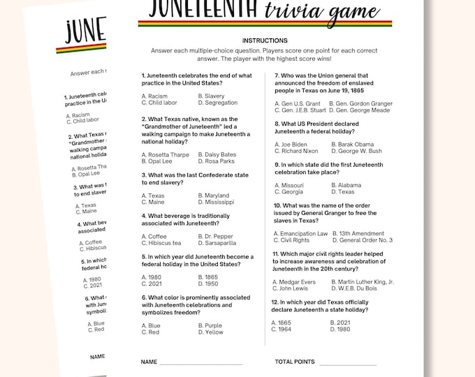 Juneteenth Games, Printable Game Bundle for Family or Classroom ...