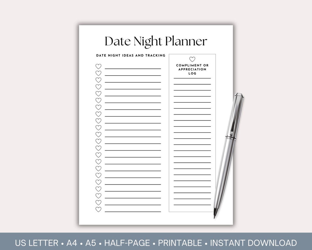 Date Night Planner for Busy Couples Printable, Couples Connection ...