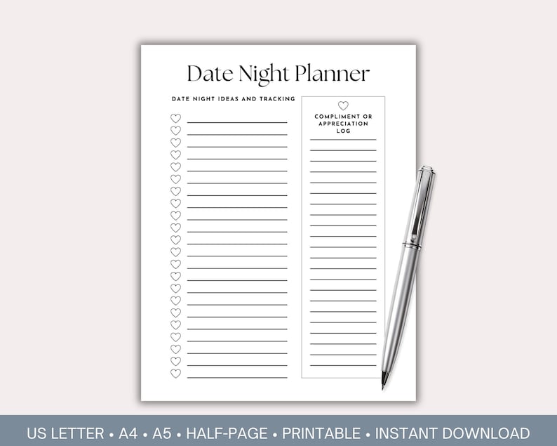 Date Night Planner for Busy Couples Printable, Couples Connection ...