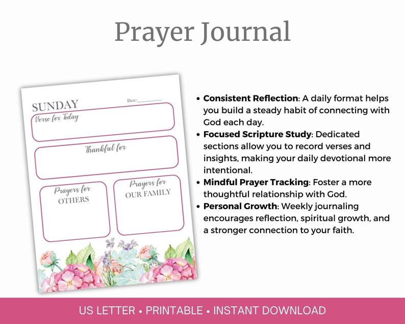Daily Prayer Journal, Gratitude and Reflection (printable PDF) - Etsy