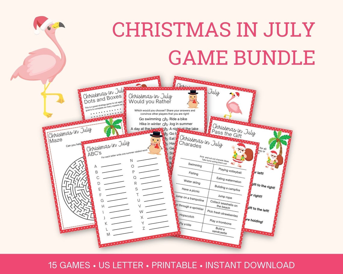 Christmas in July Printable Games, Santa in July, Christmas in Summer ...