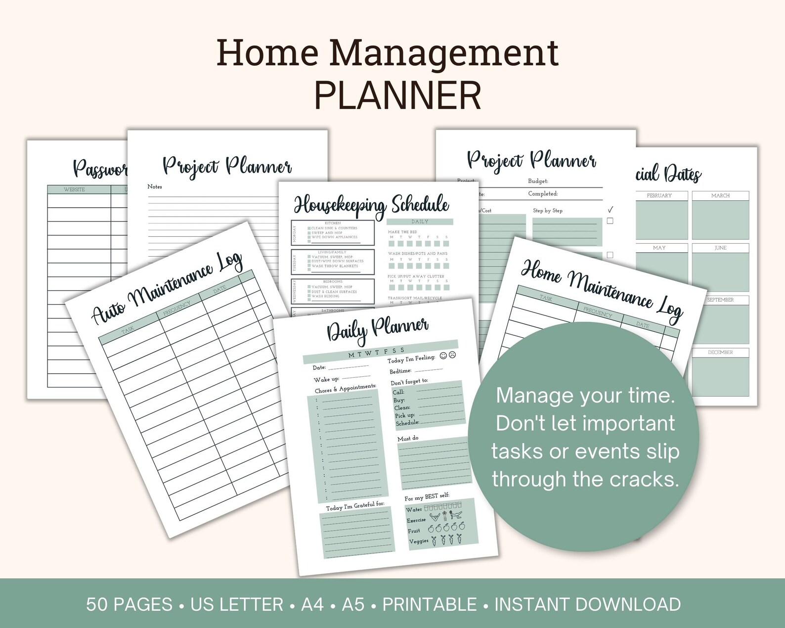 Home Management Binder Printable, Household Binder, Emergency Binder ...