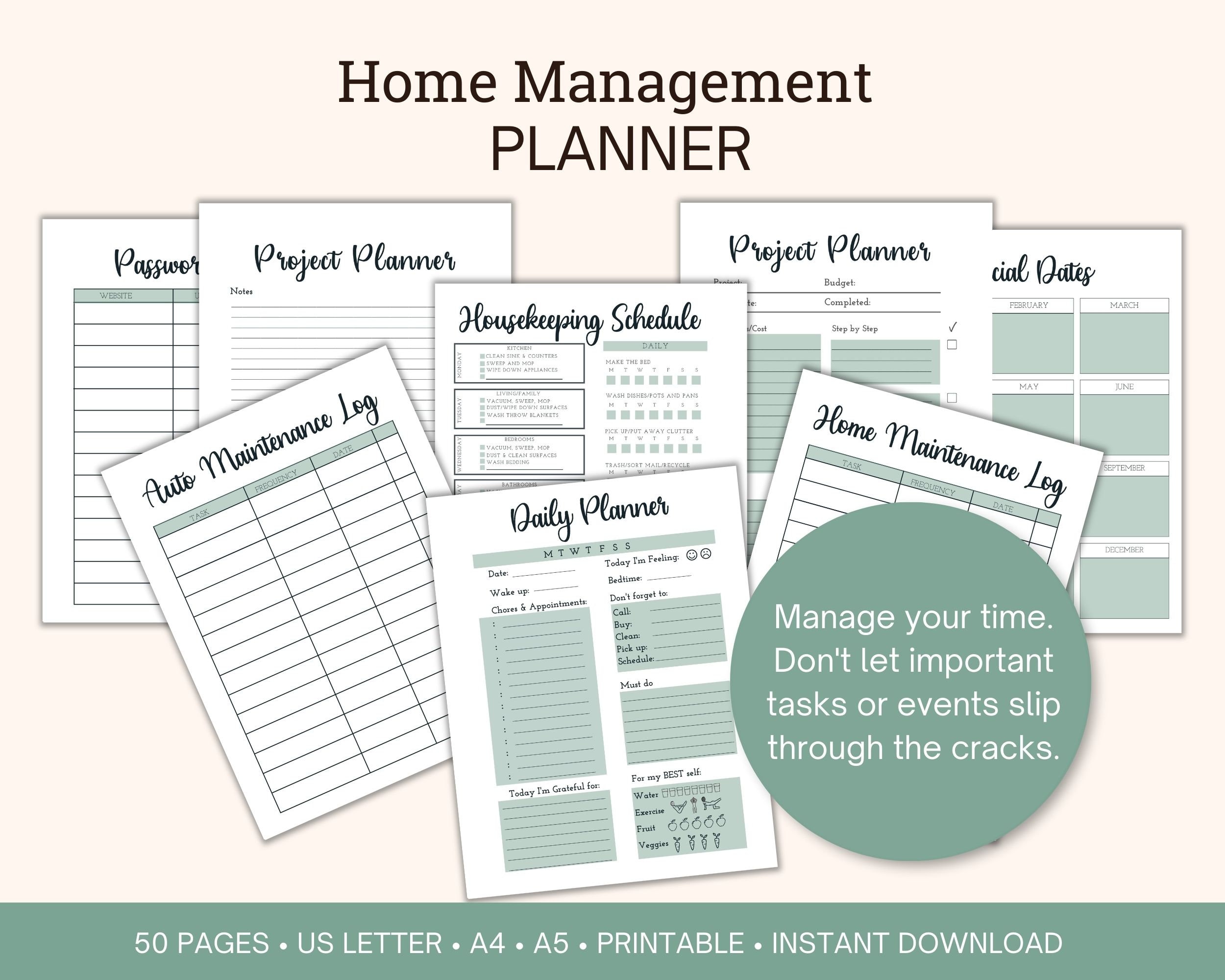 Home Management Binder Printable, Household Binder, Emergency Binder ...