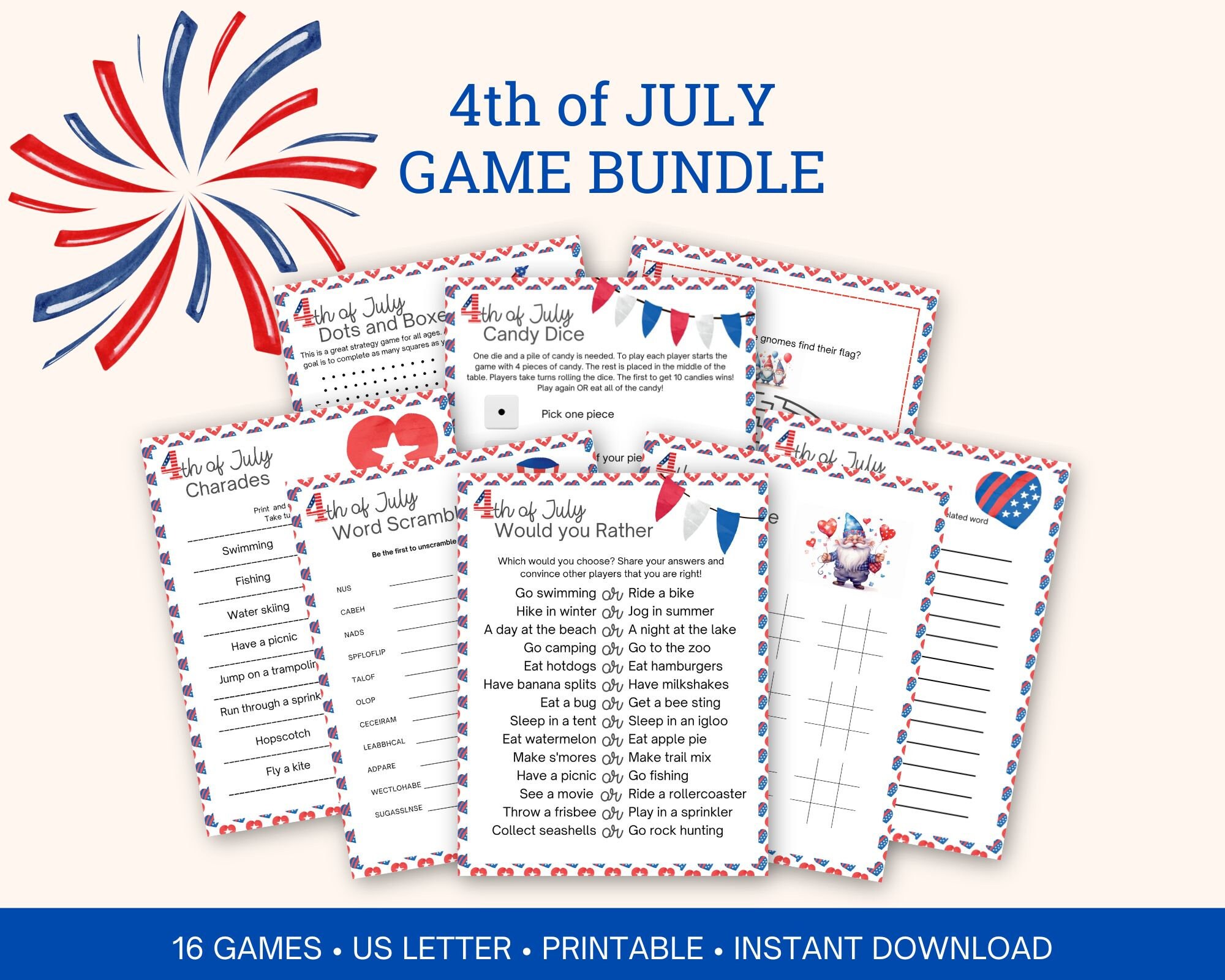4th of July Party Games, Printable Games, Independence Day Games ...