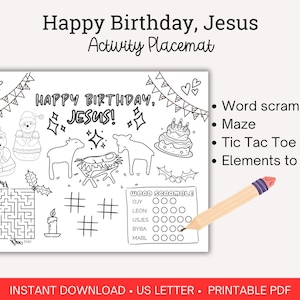 Happy Birthday Jesus Activity Sheet Printable, Jesus Printable Craft ...