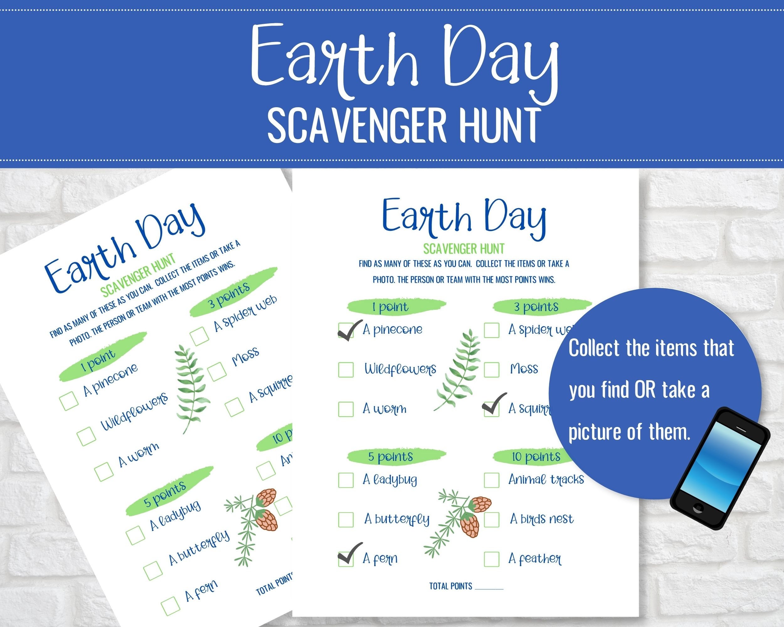 Earth Day Scavenger Hunt Printable, Nature Scavenger Hunt, Earth Day ...
