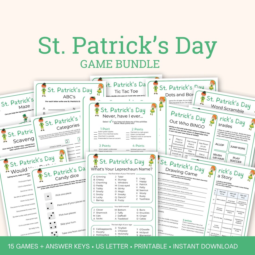 St. Patrick's Day Printable Party Games for Tweens, Teens, and Adults ...