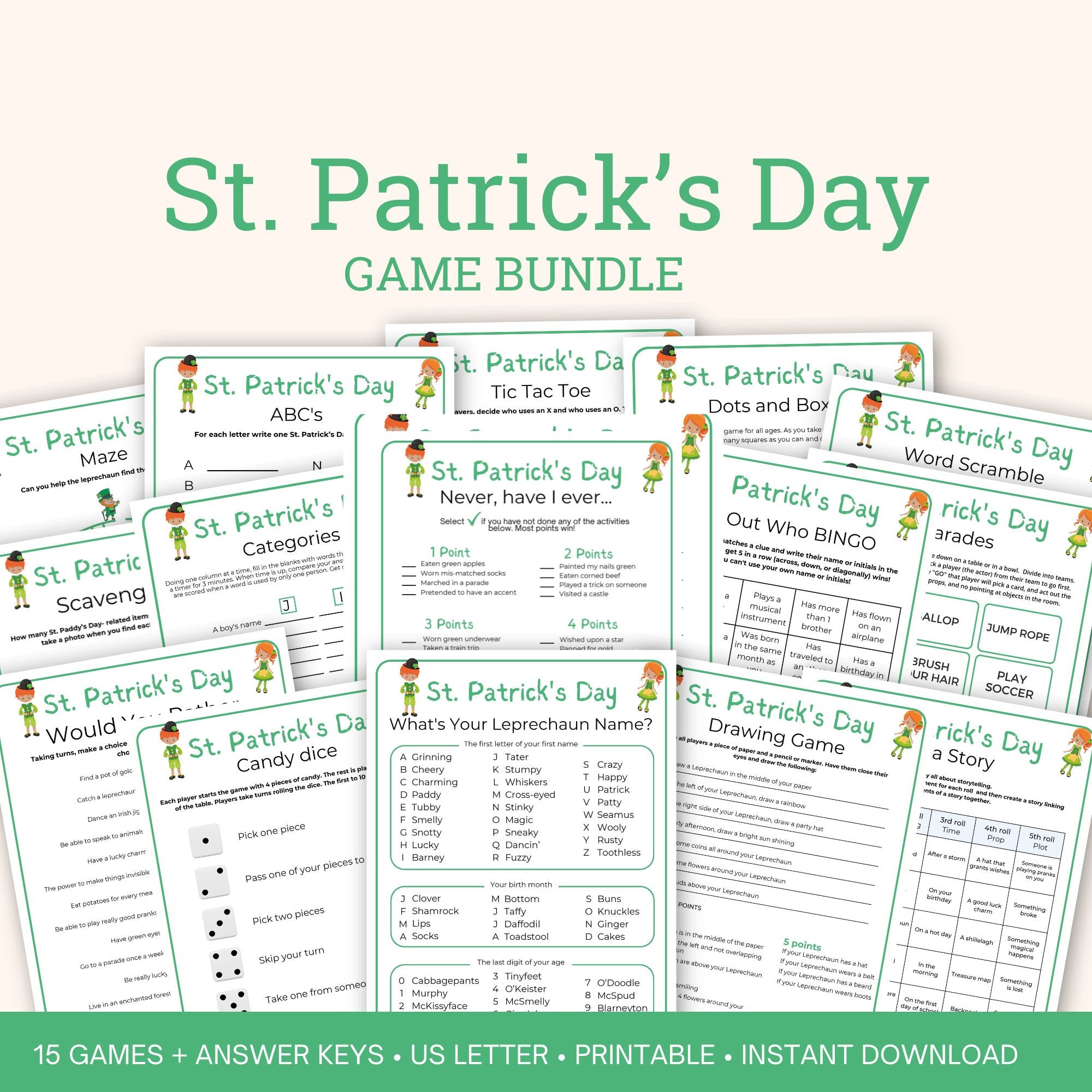 St. Patrick's Day Printable Party Games for Tweens, Teens, and Adults ...