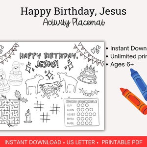Happy Birthday Jesus Activity Sheet Printable, Jesus Printable Craft ...