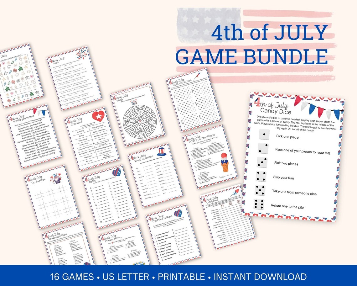 4th of July Party Games, Printable Games, Independence Day Games ...