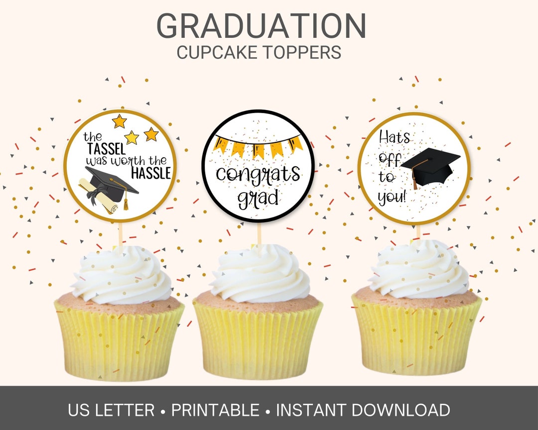 Graduation Printable Cupcake Toppers, Graduation Party Decor ...