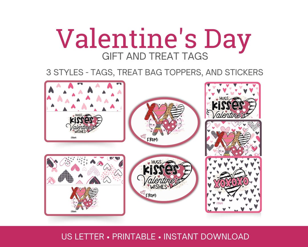 Valentine's Day Printable Gift Tag Bundle (PDF) - Etsy
