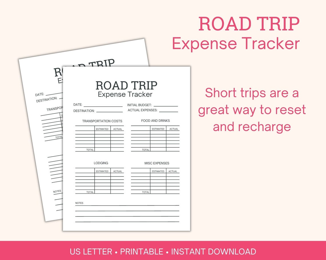 Road Trip Printable Expense Tracker, Family Road Trip Planner, Road ...