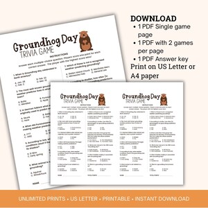 Groundhog Day Trivia, Printable Games for Adults & Kids, Classroom ...