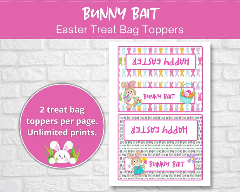 Easter Bunny Bait Treat Bag Toppers Printable, Easter Basket Stuffers ...