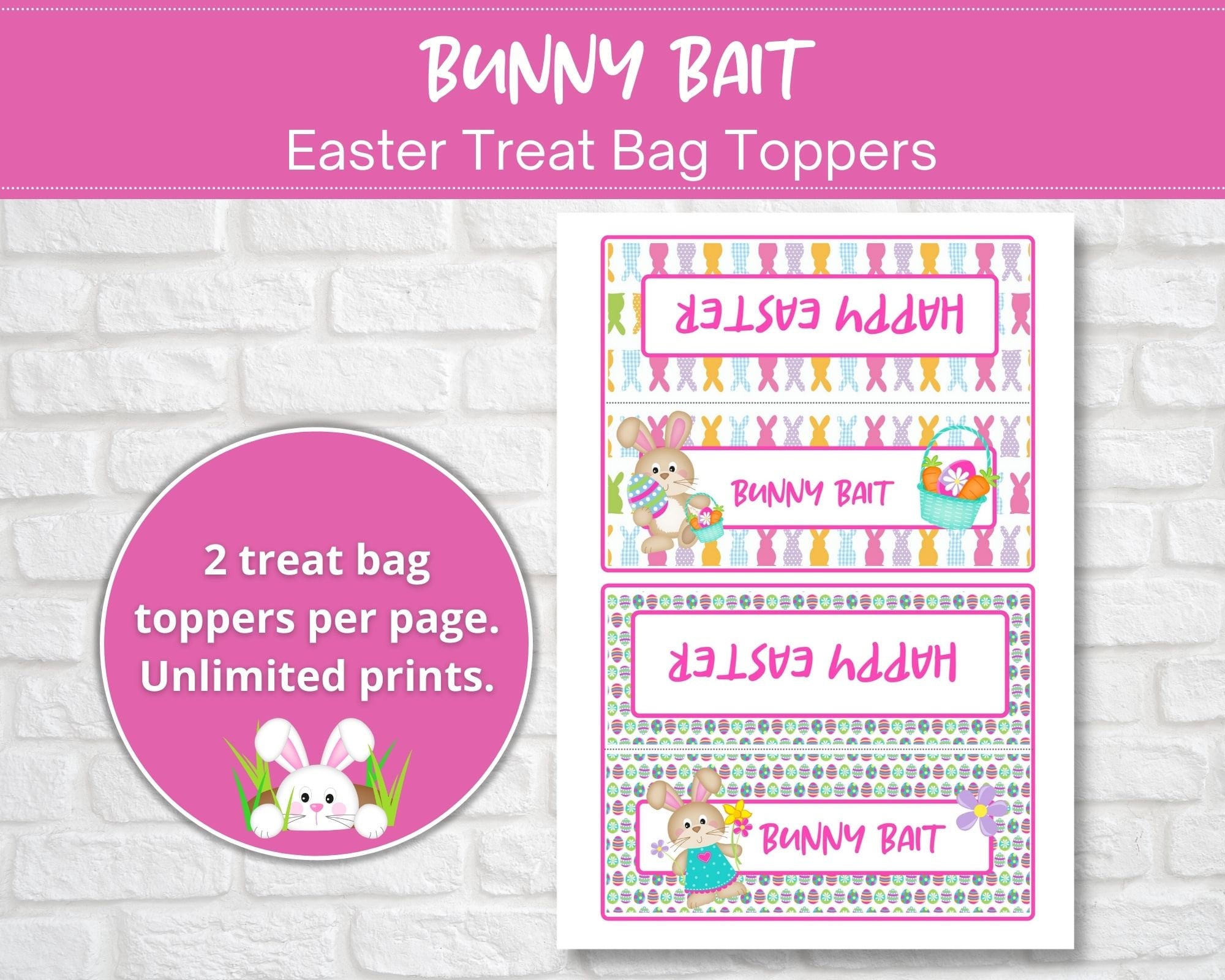 Easter Bunny Bait Treat Bag Toppers Printable, Easter Basket Stuffers ...