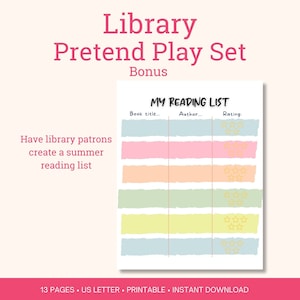 Library Printable Dramatic Play Kit for Kids, Creative Library Pretend ...