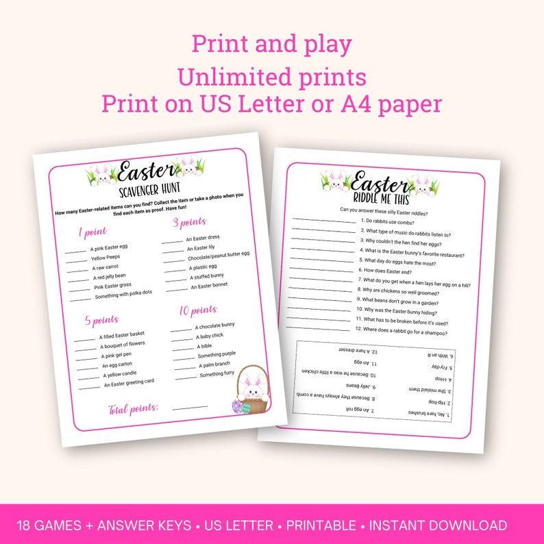 Easter Games Bundle, Printable Trivia, Scavenger Hunt (PDF) - Etsy