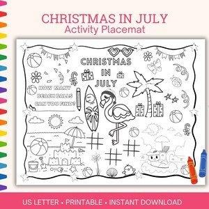 Christmas in July Printable Activity Sheet for Kids, Coloring Sheet ...