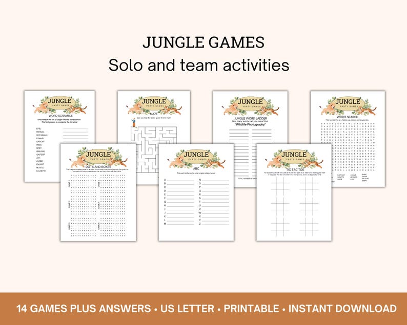Jungle-themed Birthday Printable Games Suitable for 9-12 Year-olds ...