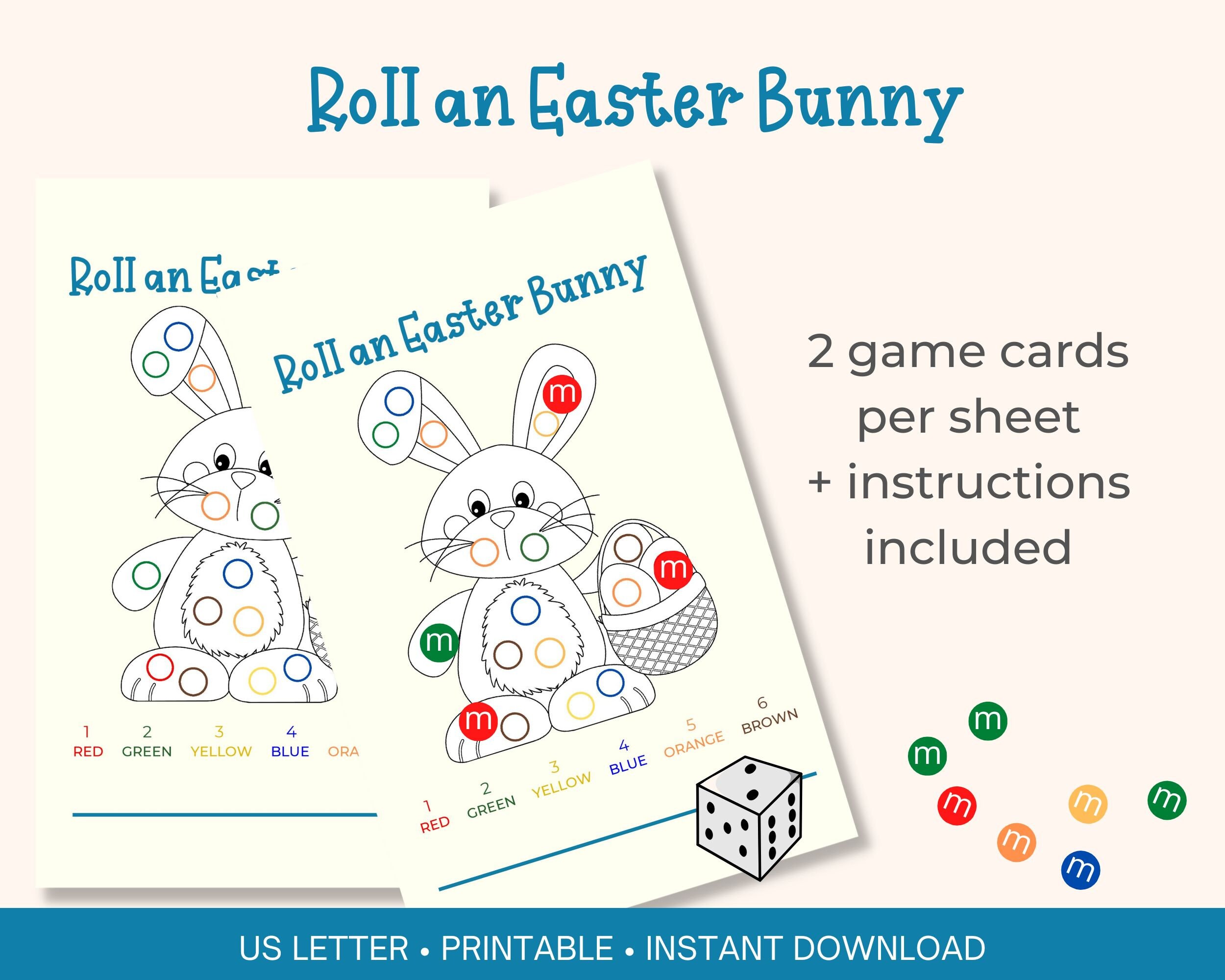 Roll an Easter Bunny Printable Game for Home, the Classroom or Sunday ...