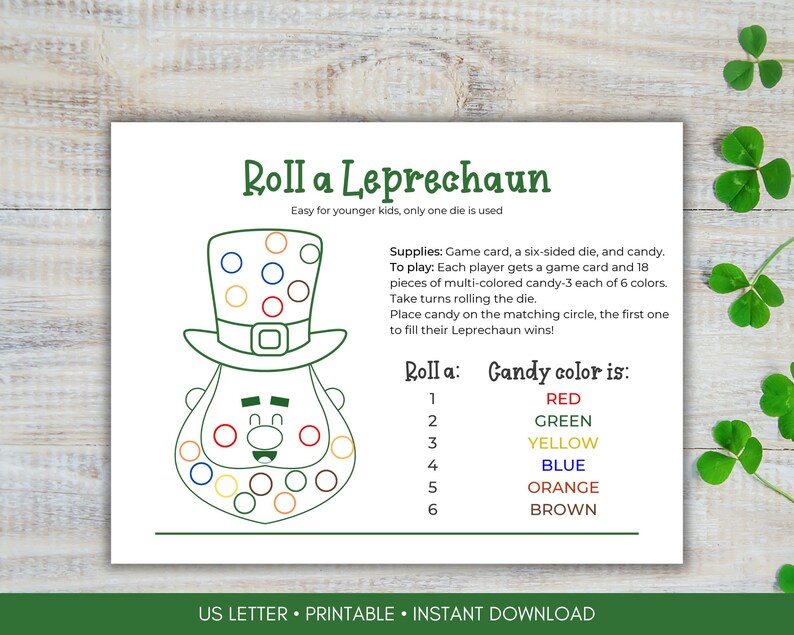 Roll a Leprechaun Game, St. Patrick's Day Classroom Activity (PDF) - Etsy