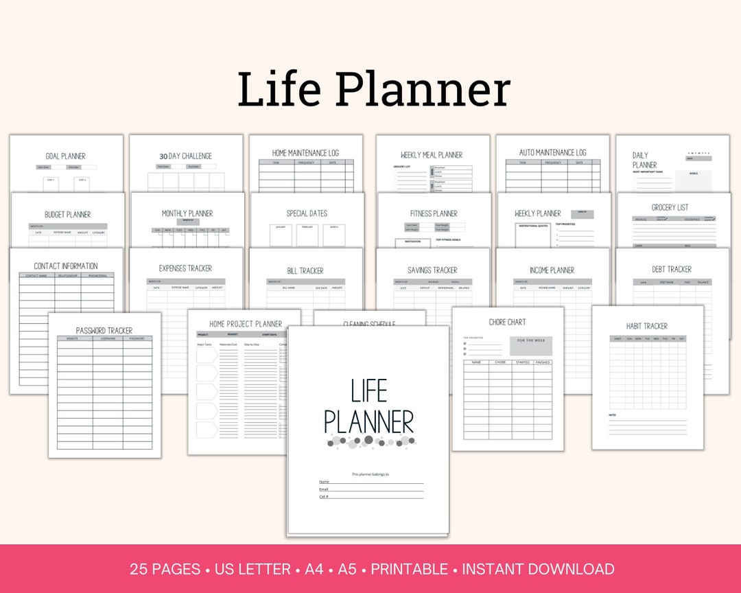 Life Planner Printable Minimalist, Home Management, ADHD Home ...
