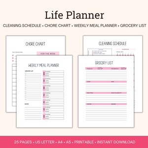 Life Planner Printable Pink Minimalist, Life Binder, All-in-one Planner ...