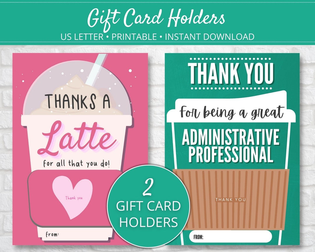 Administrative Professional Printable Gift Card Holder for Employee ...