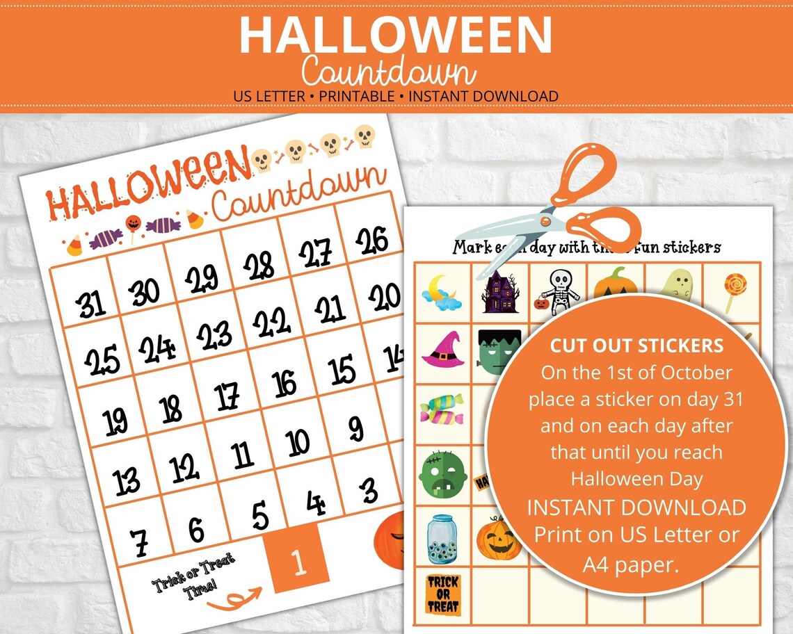 Halloween Countdown Calendar Printable Halloween Advent - Etsy