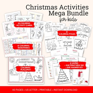 Christmas Activity Bundle for Kids, Printable Games and Coloring Pages ...