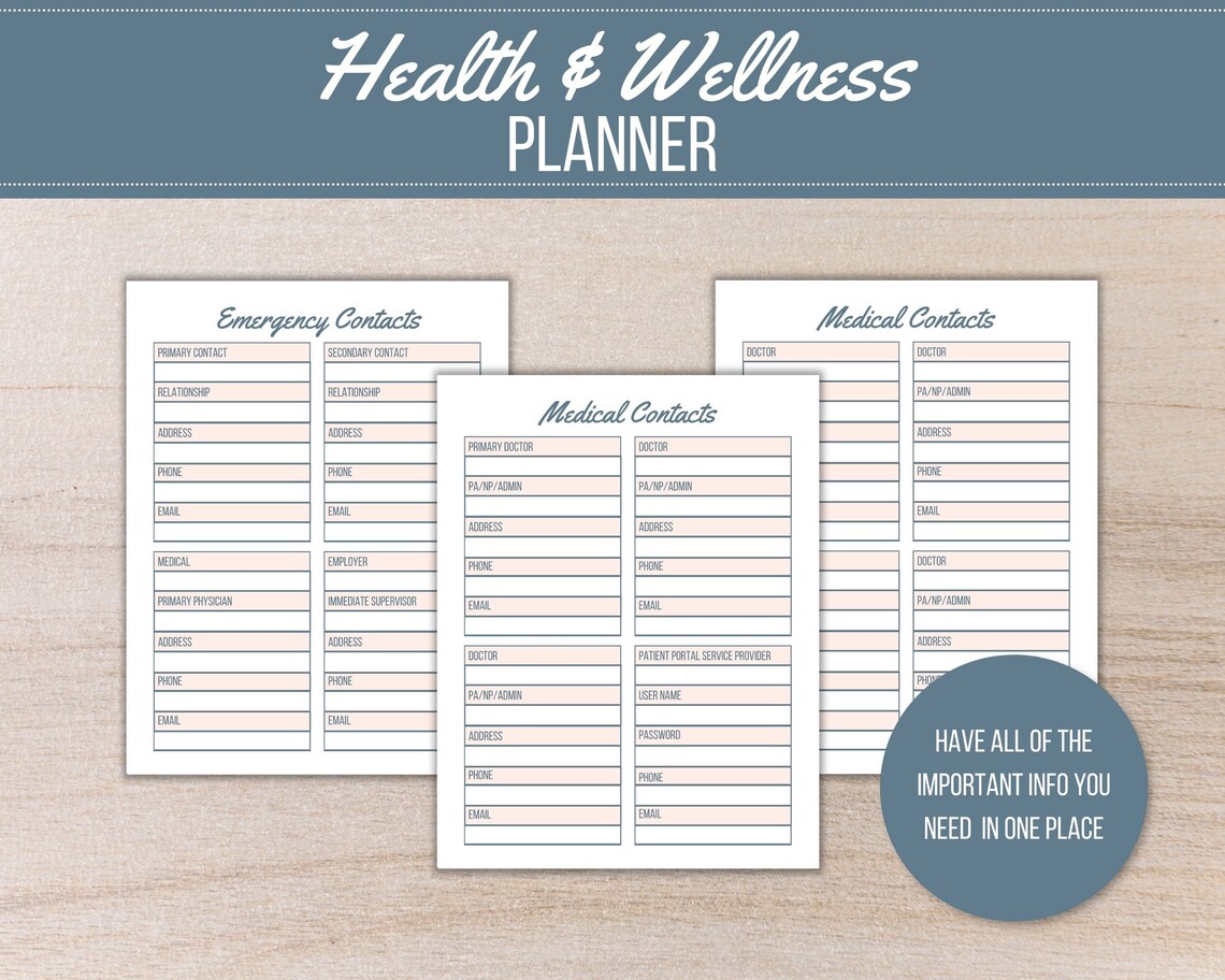 Health and Wellness Planner Printable | Etsy