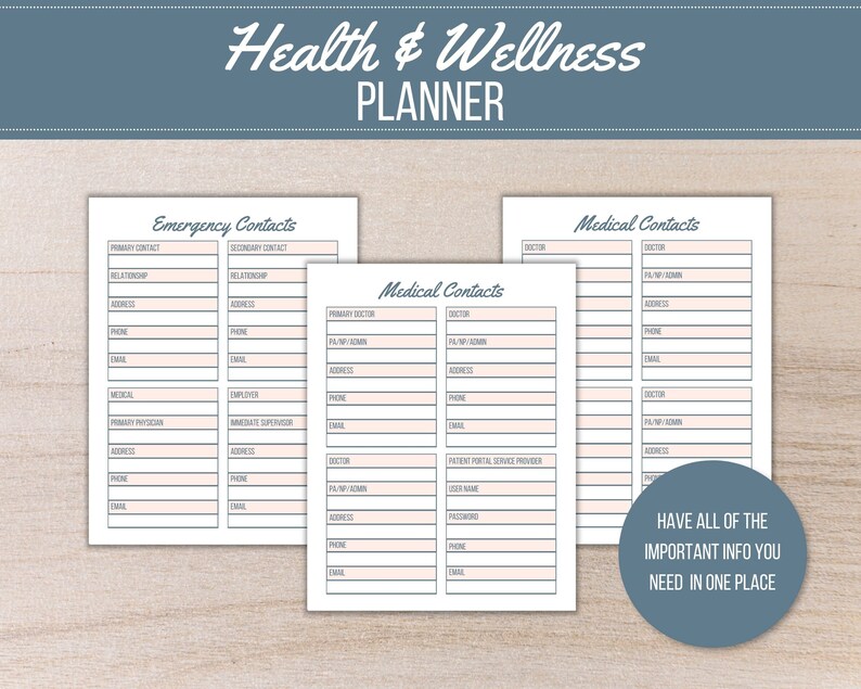 Health and Wellness Planner Printable | Etsy