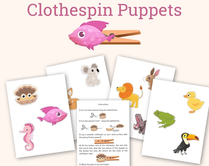 Farm Animal Clothespin Puppets Printable Toddler Busy Book, Montessori ...