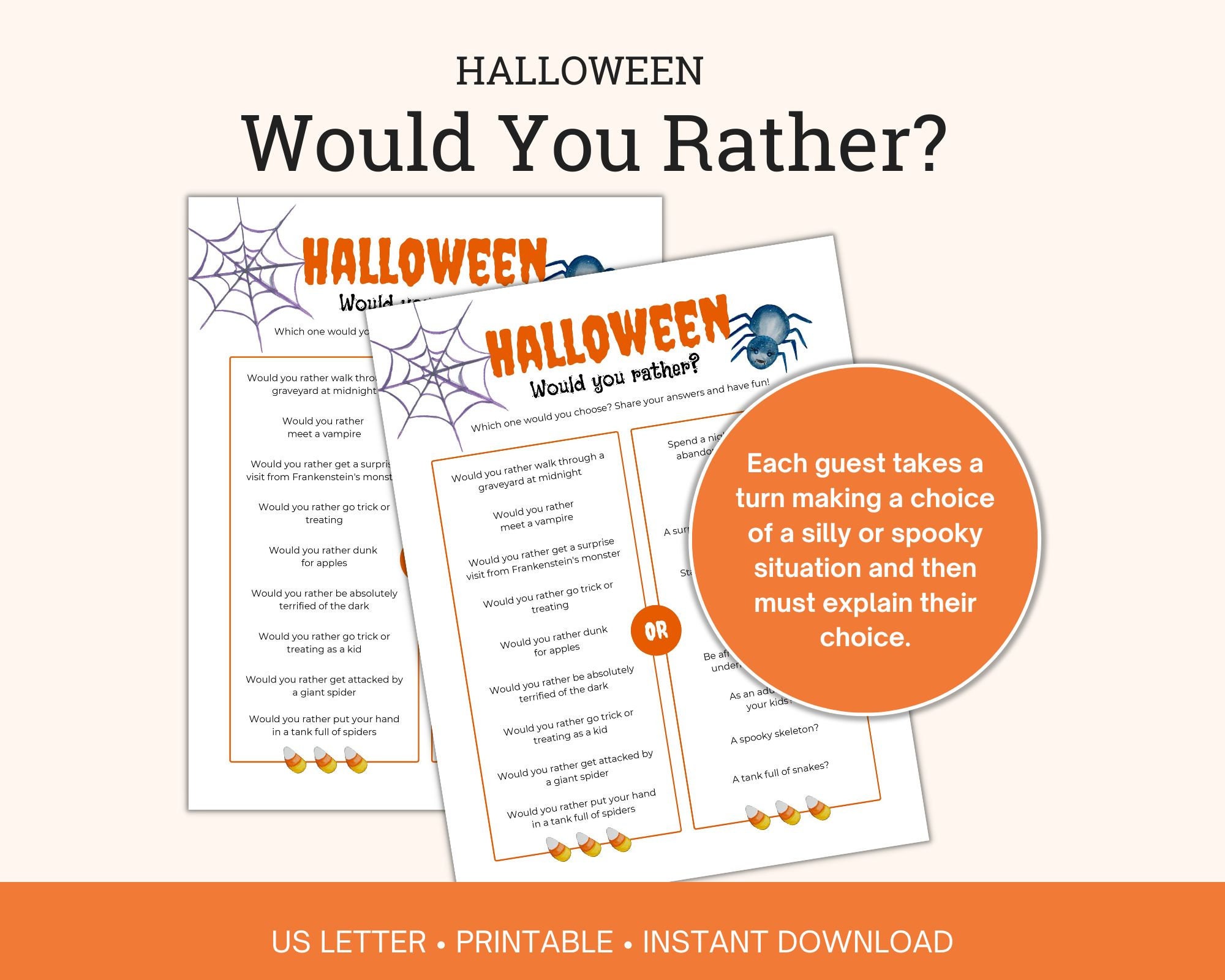 Halloween Printable Would You Rather Party Game, Halloween Party ...