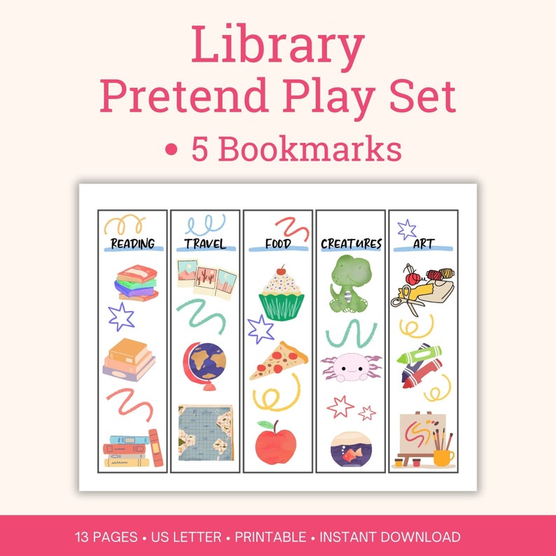 Library Printable Dramatic Play Kit for Kids, Creative Library Pretend ...