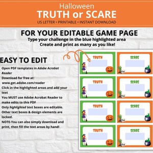 Halloween Truth or Scare Printable Party Game Halloween Party - Etsy