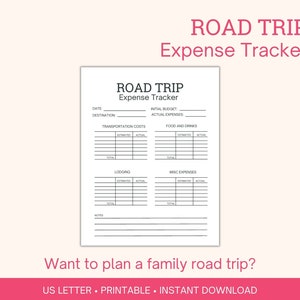Road Trip Printable Expense Tracker, Family Road Trip Planner, Road ...